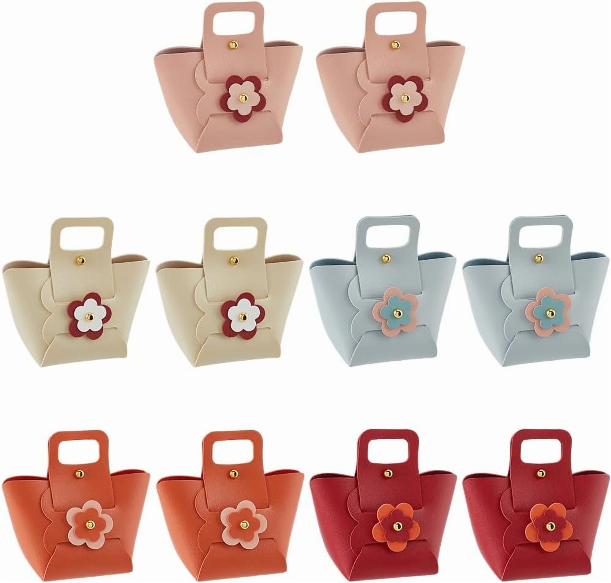 10 Sets 5 Colors Mini PU Leather Candy Bags Flower Leather Treat Boxes ...