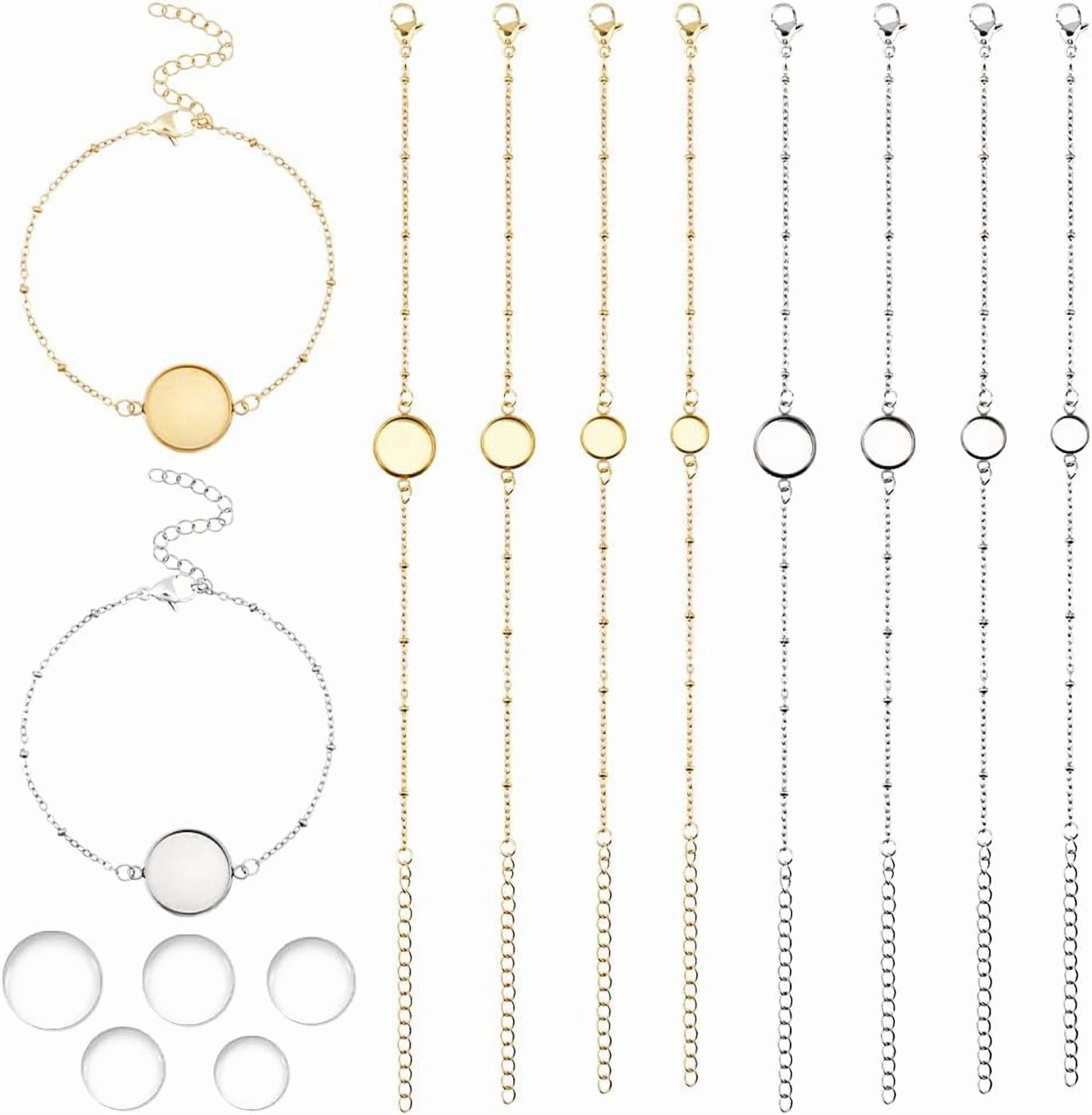 10 Sets 5 Sizes Bracelet Bezel Settings DIY Blank Bracelet Making Kit ...