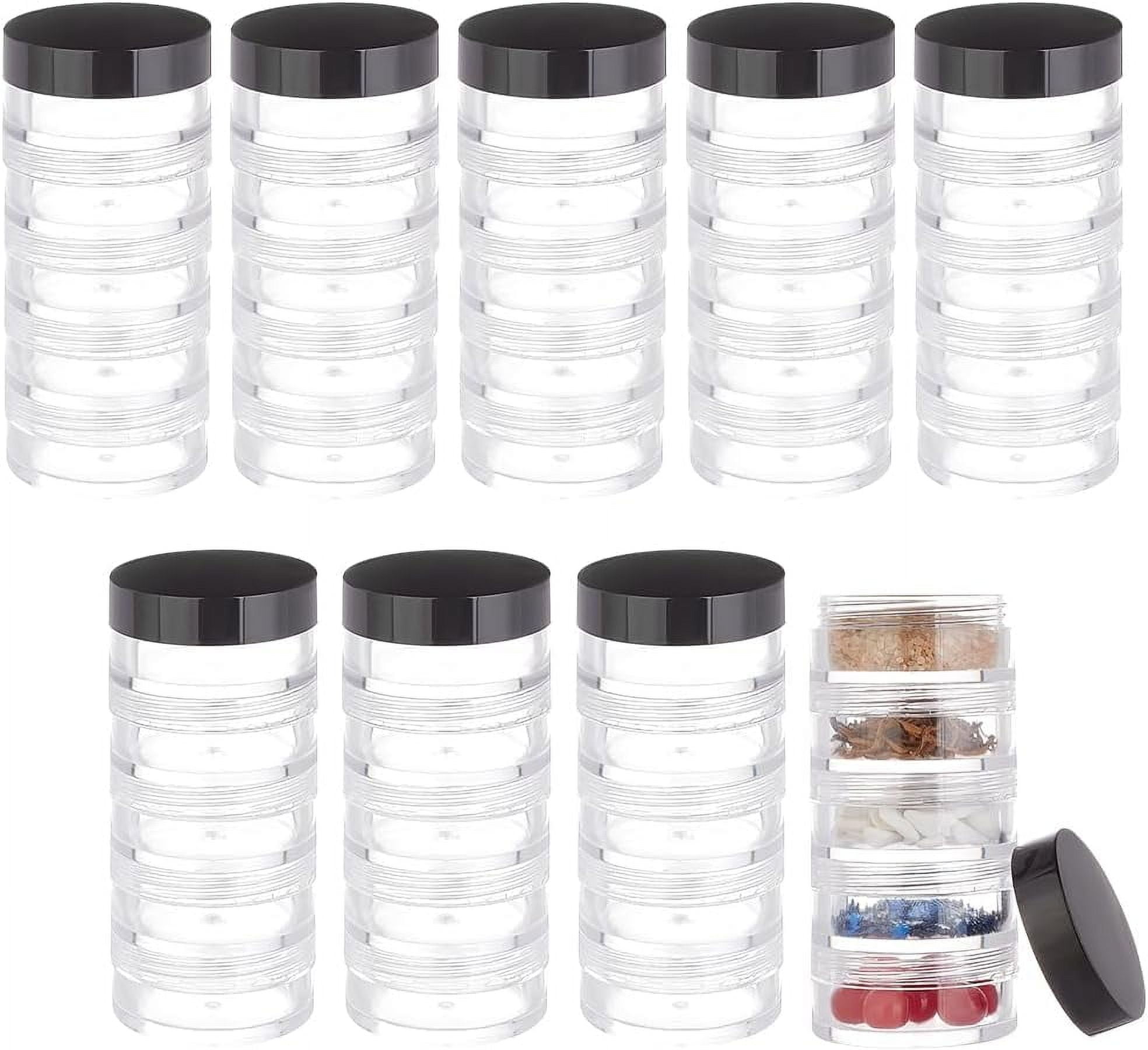 10 Sets 5 Stackable Round Plastic Containers Bead Spiral Stacking Jars ...