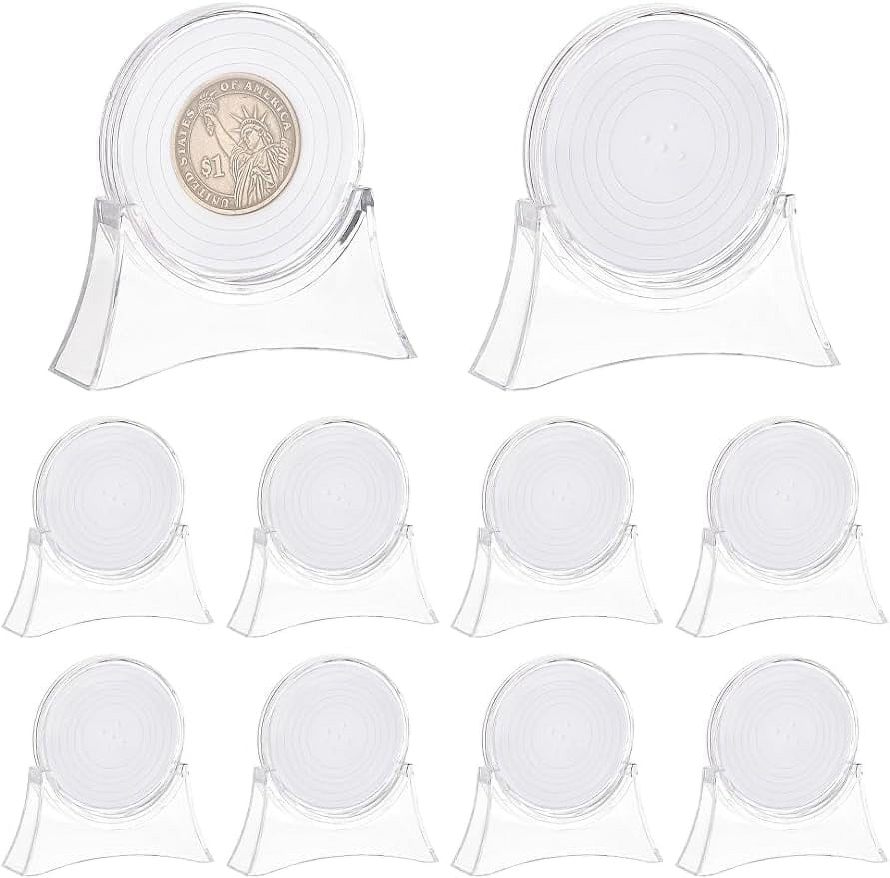 SUNNYCLUE Acrylic Round Coin Display Holder, Adjustable Gasket Stand ...