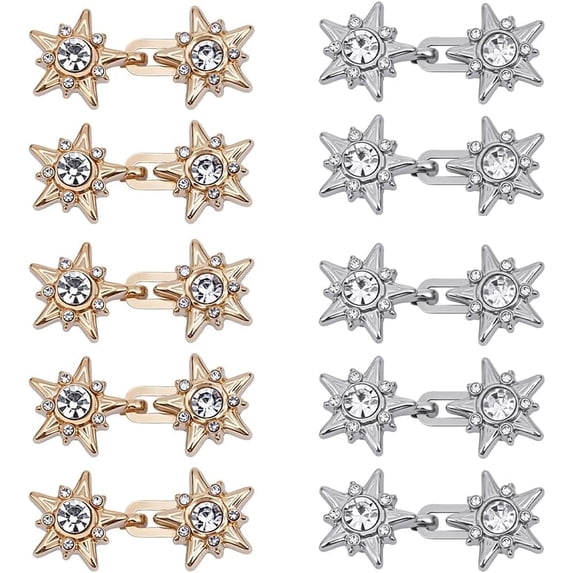 10 Sets Adjustable Waist Tightener Buttons 2 Colors Star Alloy ...