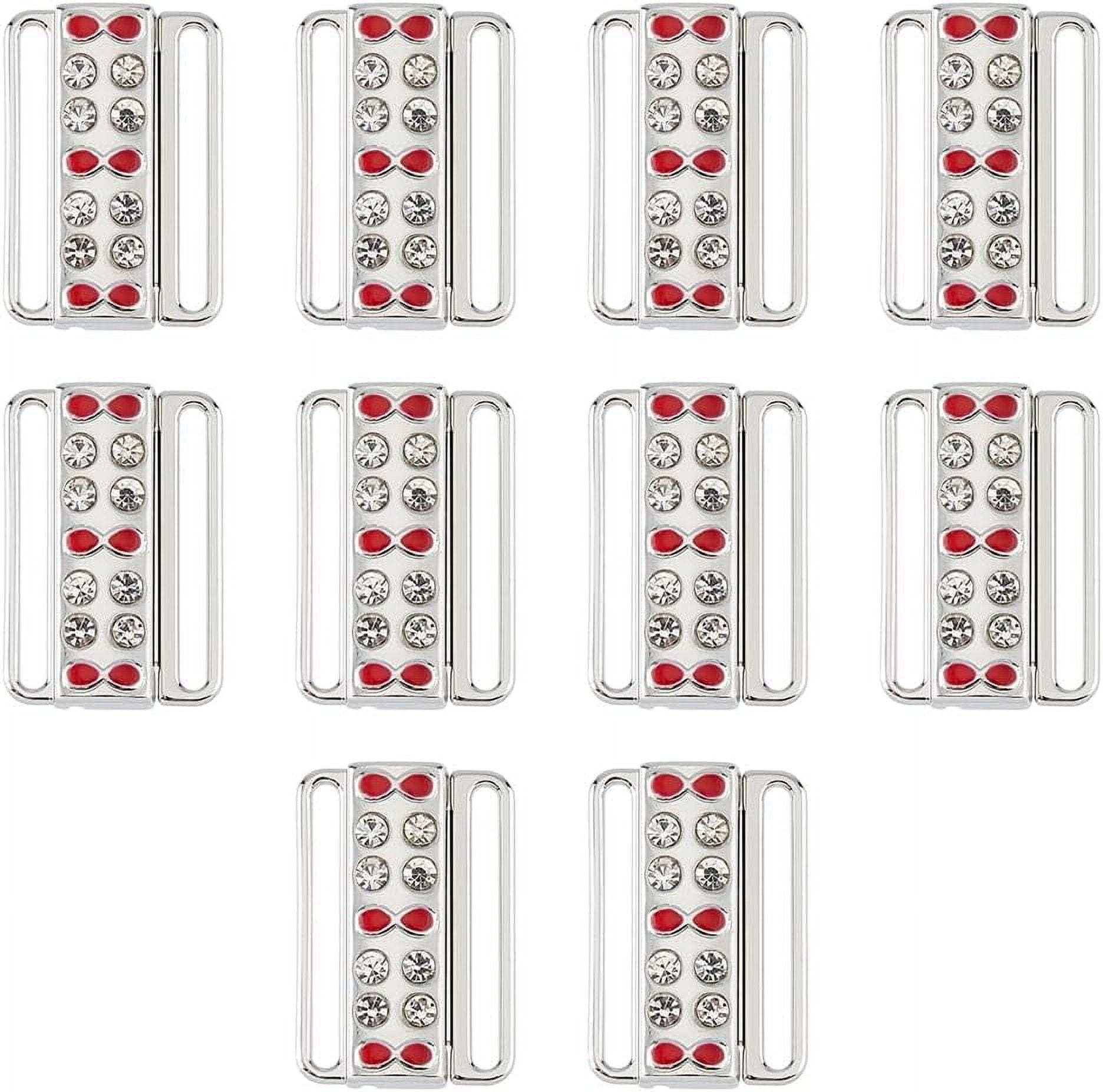 10 Sets Alloy Bra Buckle Rhinestone Bra Clasp Bikini Clips Platinum Swimsuit Clip Hook Lingerie ...