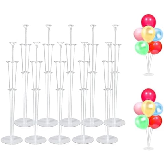 10 Sets Balloon Stand Kit, Reusable Clear Balloon Stands for Table ...
