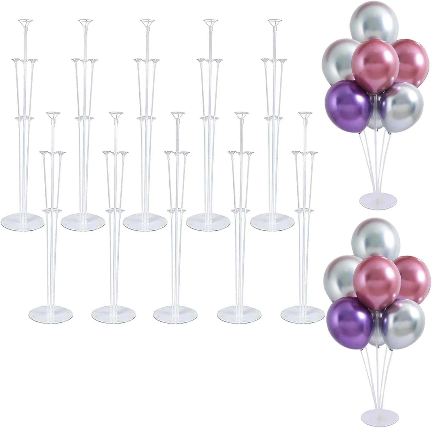 10 Sets Balloon Stand Kits, Balloon Sticks Holder with Base for Table ...