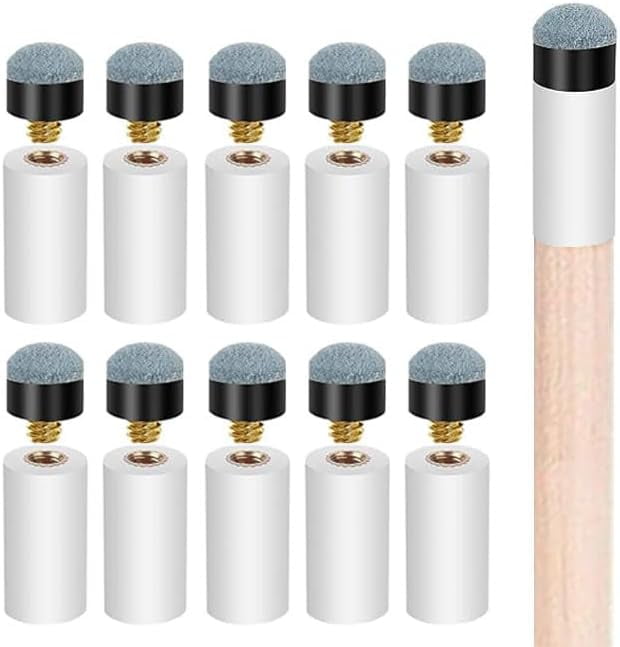 10 Sets Billiard Cues Tips Replacement with White Pool Cue Stick ...