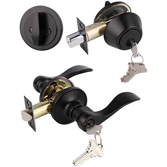 10 Sets Black Entry Levers and Single Cylinder Deadbolt Locksets with ...