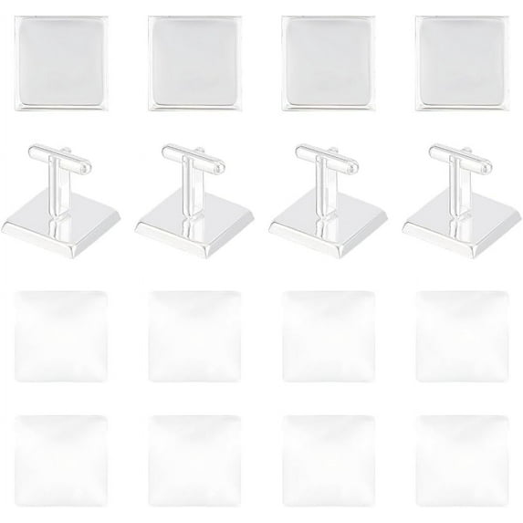 10 Sets Brass Cuff Button Cufflink Finding Cabochon Cufflink Settings ...