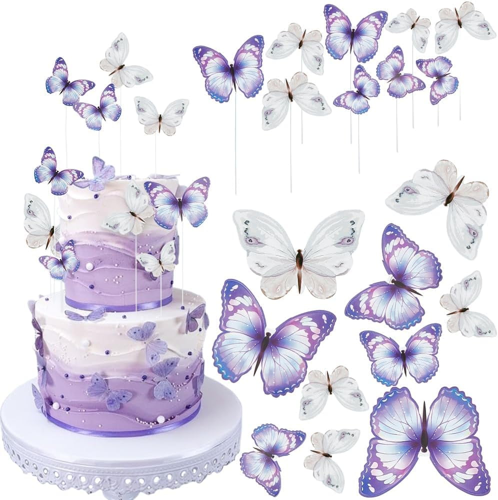 10 Sets Butterfly Cake Toppers Butterflies Cake Topper Purple Pink Cake ...