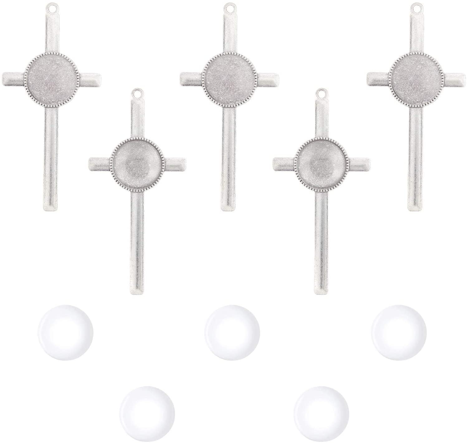 10 Sets Cabochon and Trays 10pcs Silver Alloy Bezel Settings and 10pcs ...