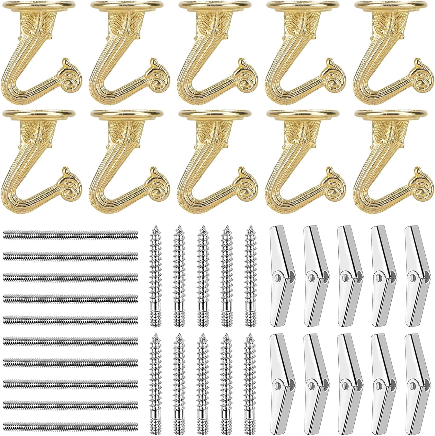 10 Sets Ceiling Hooks - Heavy Duty Metal Swag Hook with Hardware and ...