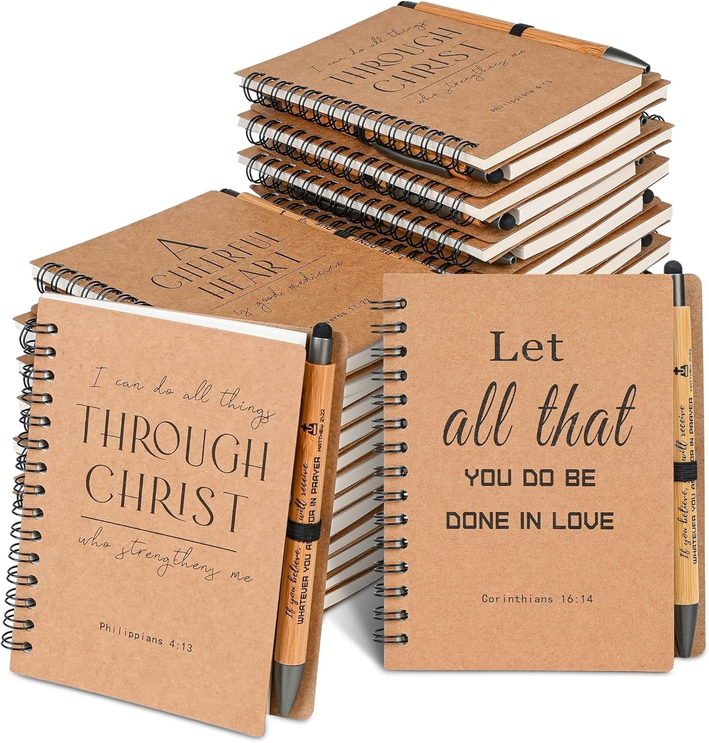10 Sets of Christian Spiral Notebooks Bulk Prayer Journals with Pens ...