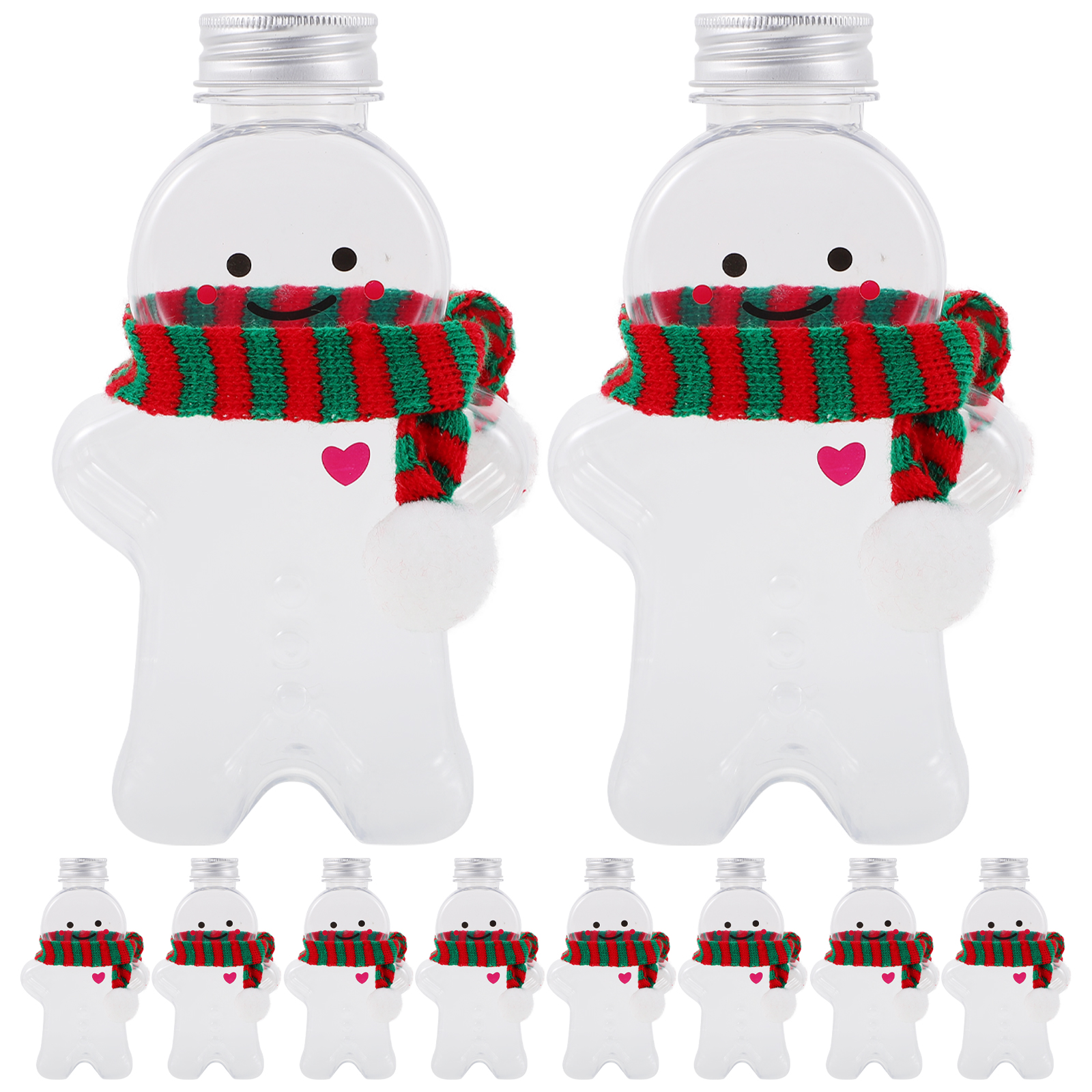 10 Sets Christmas Bottles Xmas Gingerbread Man Beverage Bottles Juice ...
