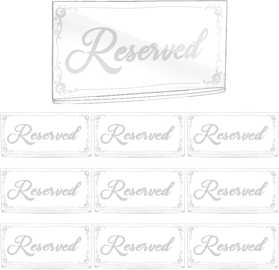 10 Sets Clear Reserved Table Signs Acrylic Reservation Seating Cards ...