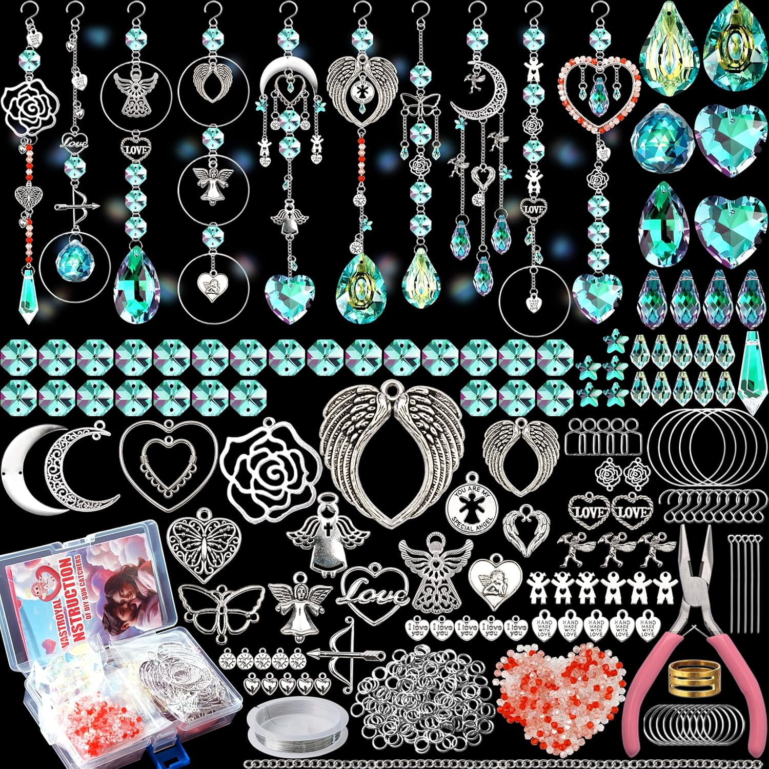 10 Sets DIY Suncatcher Kits 500PCS Sun Catchers Craft Kits Heart ...