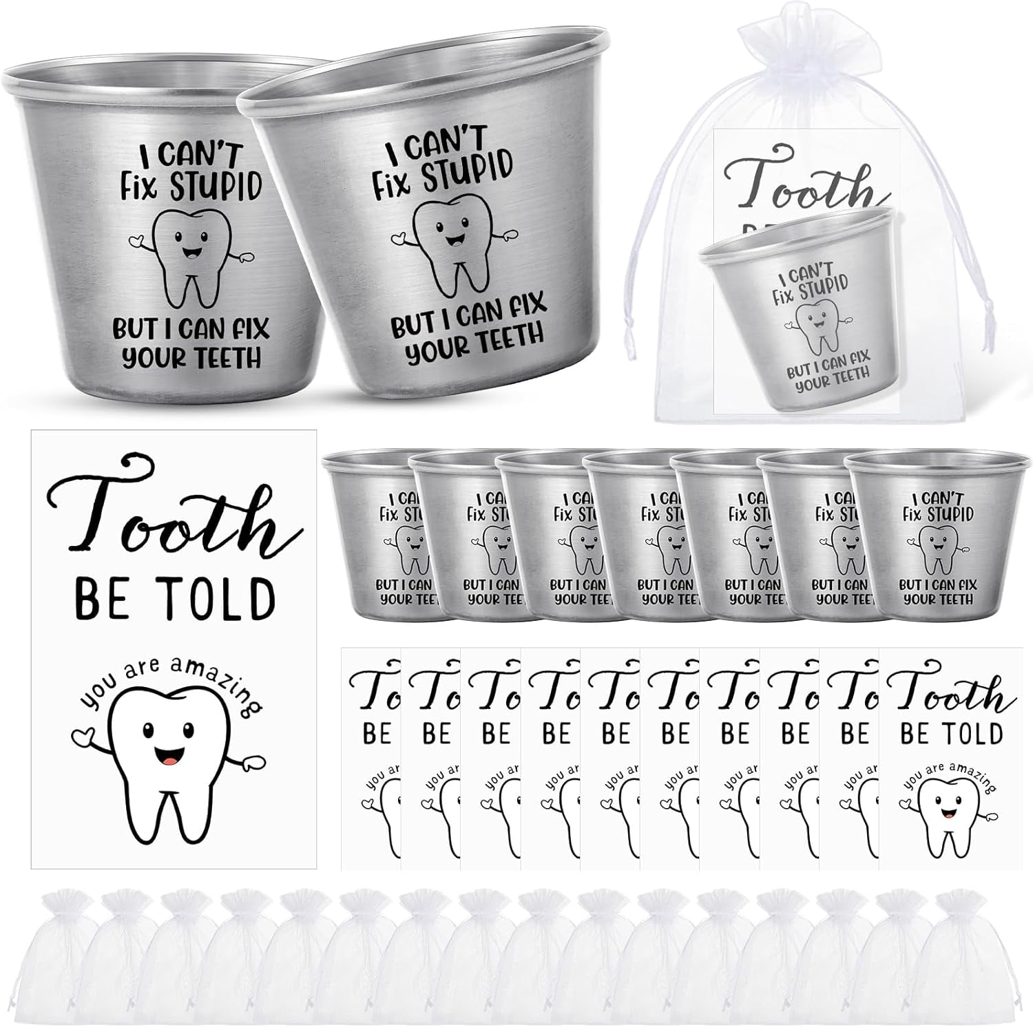 10 Sets Dental Assistant Week Gifts Bulk Funny Dentist Shot Glasses ...