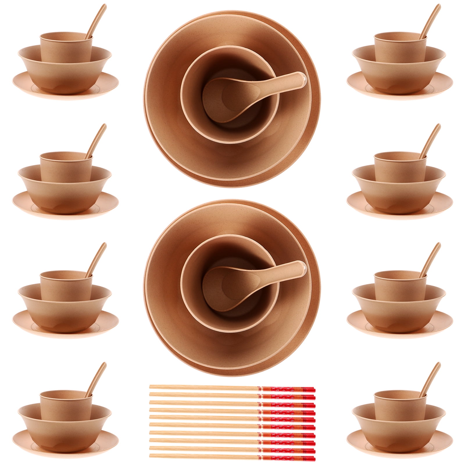 10 Sets Disposable Party Dinnerware Restaurant Plates Cups Bowls Spoons ...