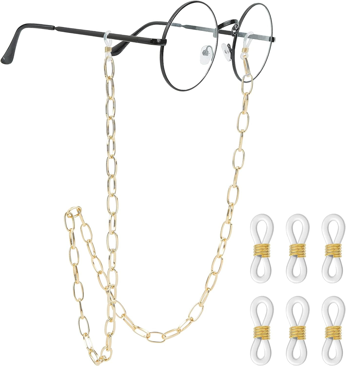 10 Sets Eyeglasses Chains Paperclip Sunglasses Eyewear Strap Holder Aluminium Chains Reading ...