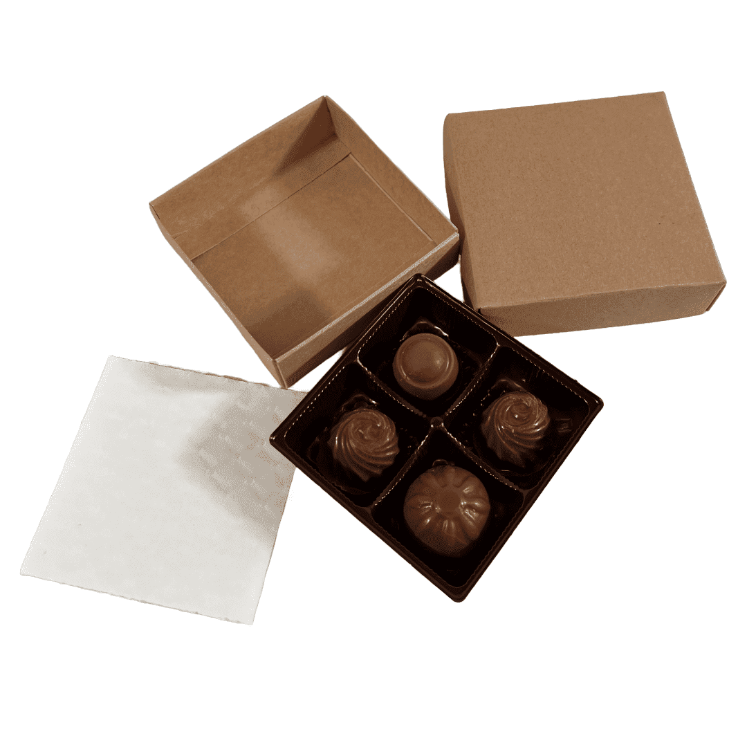 10 Sets - Fillable (Empty) 4 Chocolate Candy Boxes - Natural Kraft ...