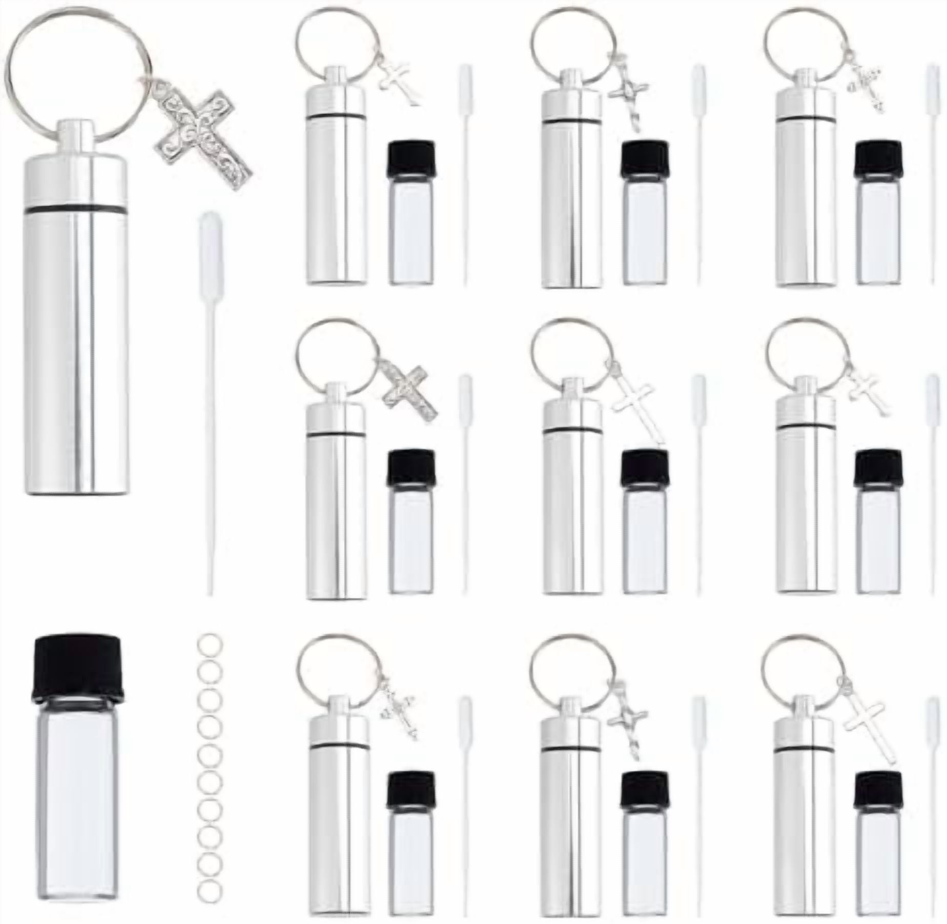 10 Sets Holy Water Bottles Keychain, Empty Aluminum Oil Vial, Anointing ...