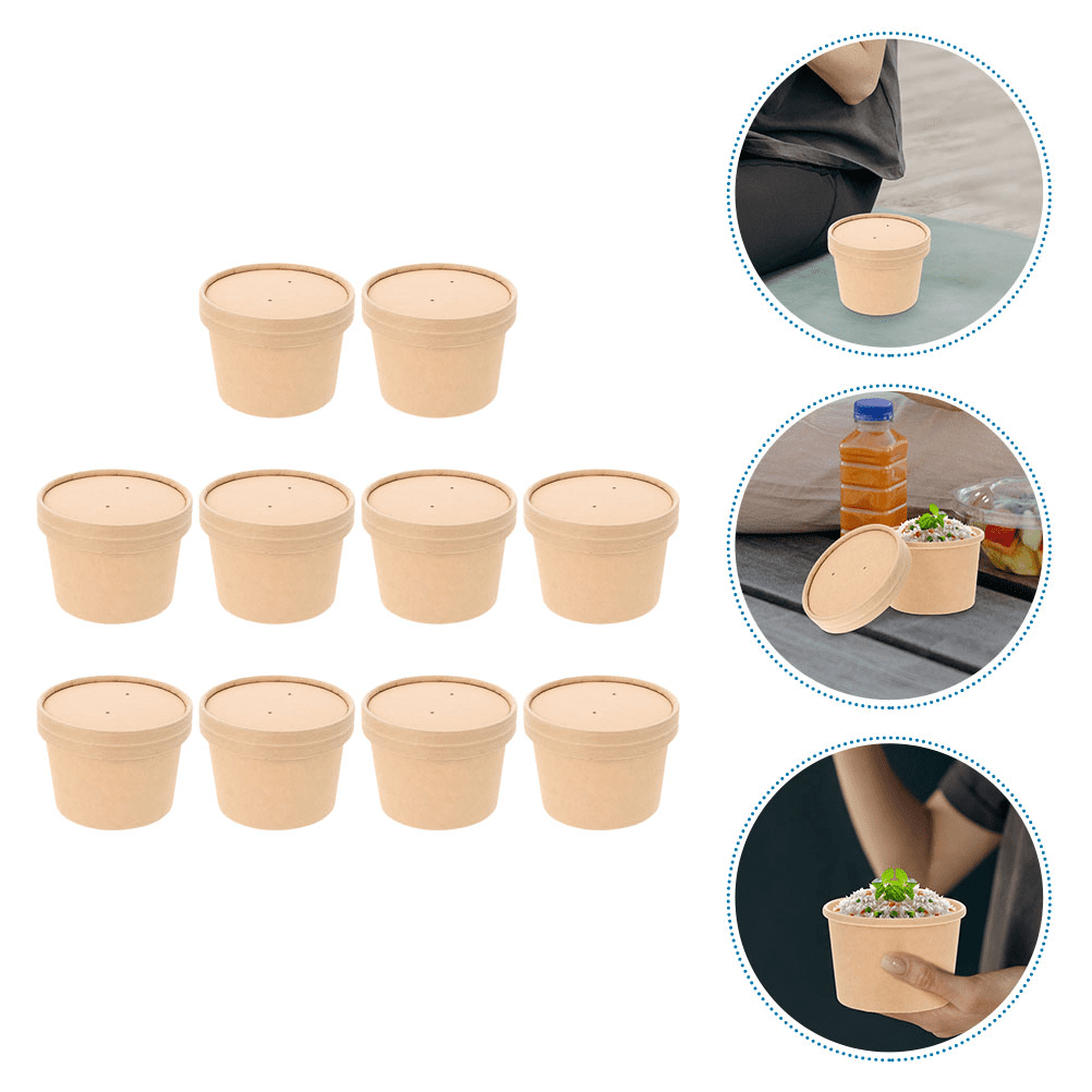 10 Sets Ice Cream Cups Yogurt Storage Bowl Pudding Packaging Paper Cold ...