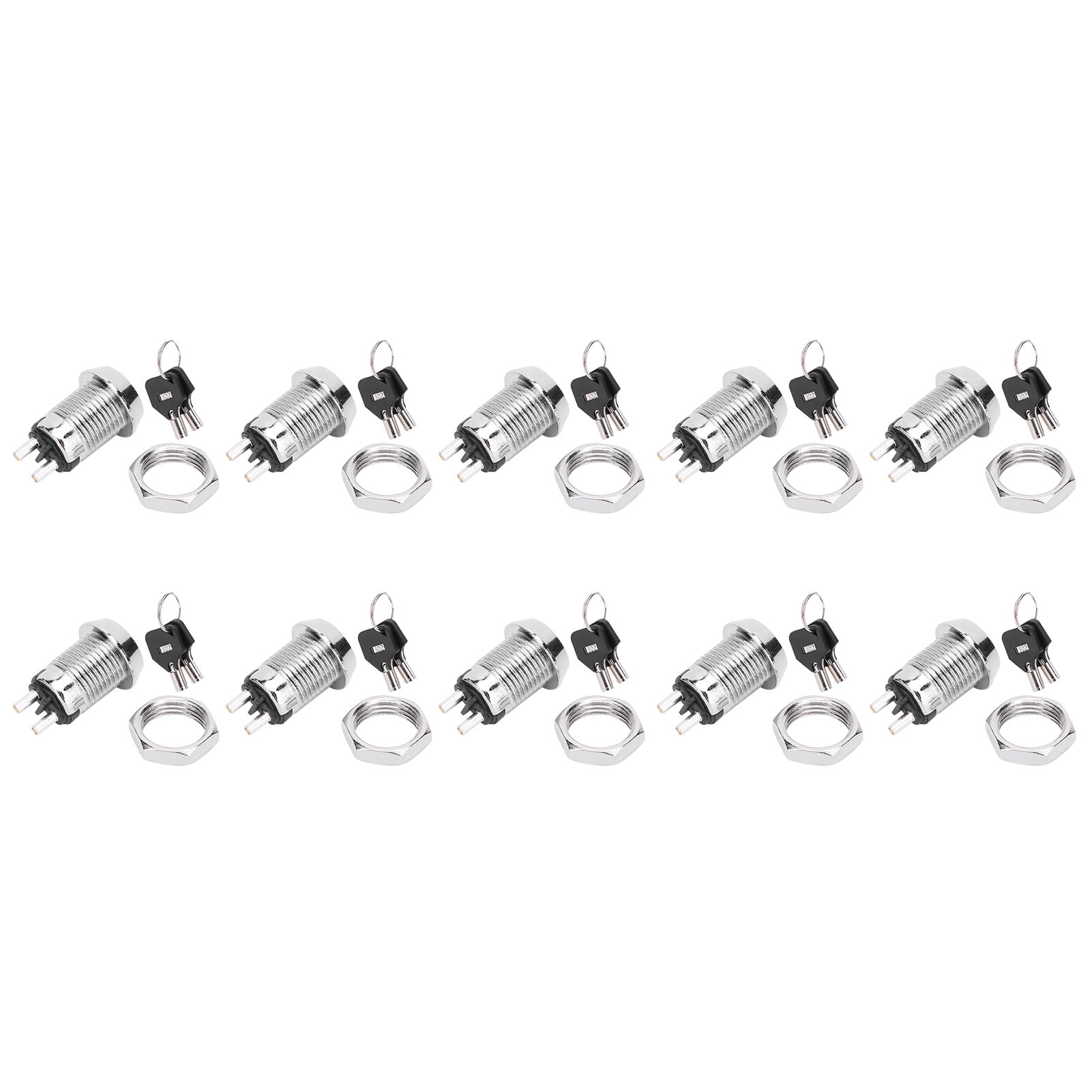 10 Sets Key Switch Stainless Steel On/Off Power Lock Double Pull ...