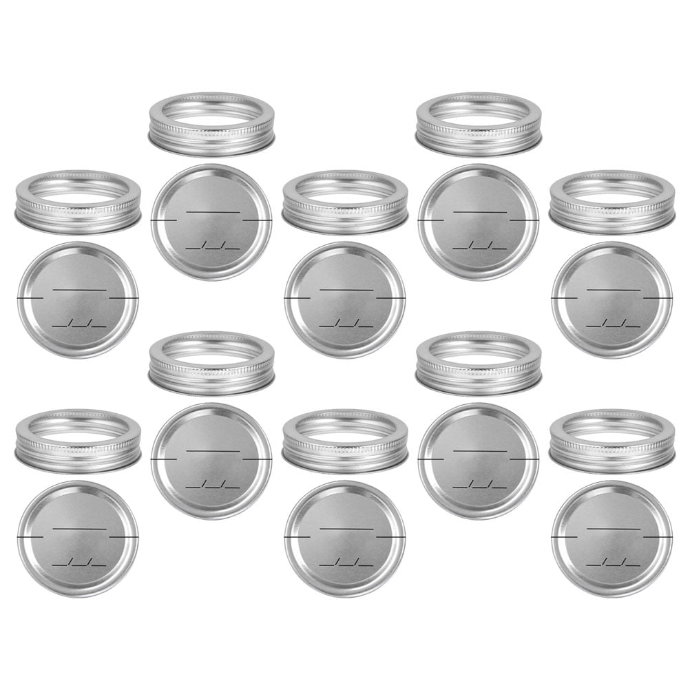 LEORX Regular Canning Lids Metal Jar Lids Tinplate Silver 10 Sets 3.4X3 ...