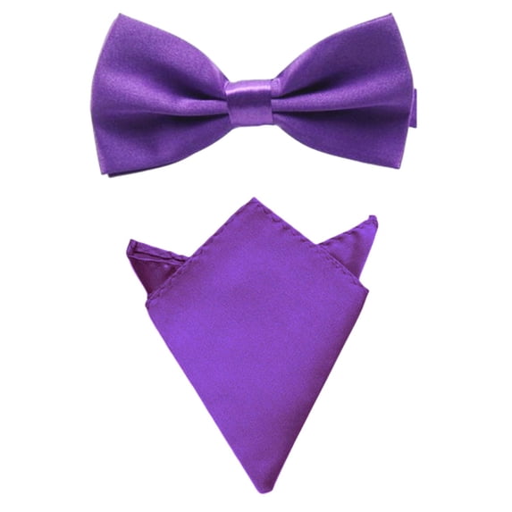 10 Sets Men Satin Solid Bowtie Bow Tie Handkerchief Pocket Square Hanky ...