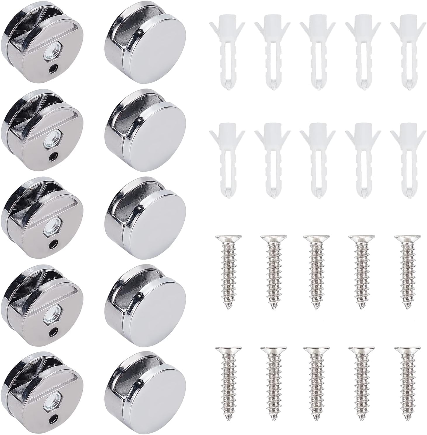 10 Sets Mirror Clips Glass Supports Round Shaped Mirror Mounting Clips ...
