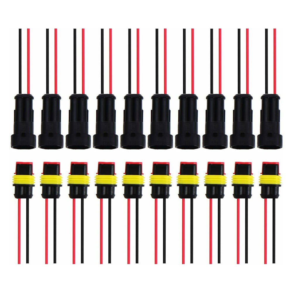 10 Sets of Amp/Tyco 2pin 12v Waterproof Wire Connector Plug With Wire ...