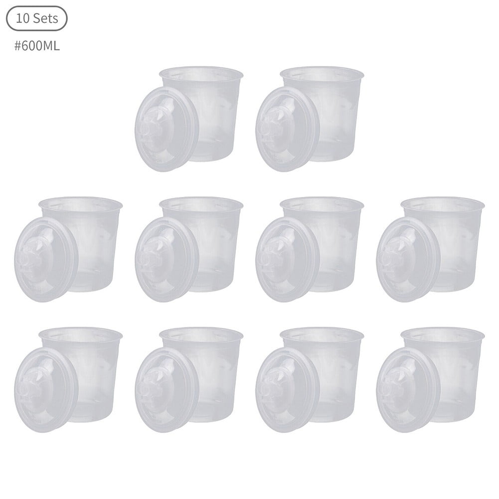 10 Sets Paint SprayGun Cup Lids Liners Kit with Filter 350ML 600ML ...