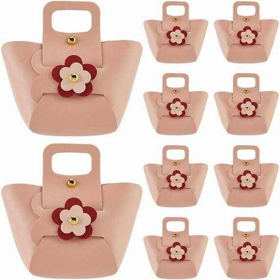 10 Sets Pink Flower PU Leather Treat Boxes Reusable Mini Leather Candy ...