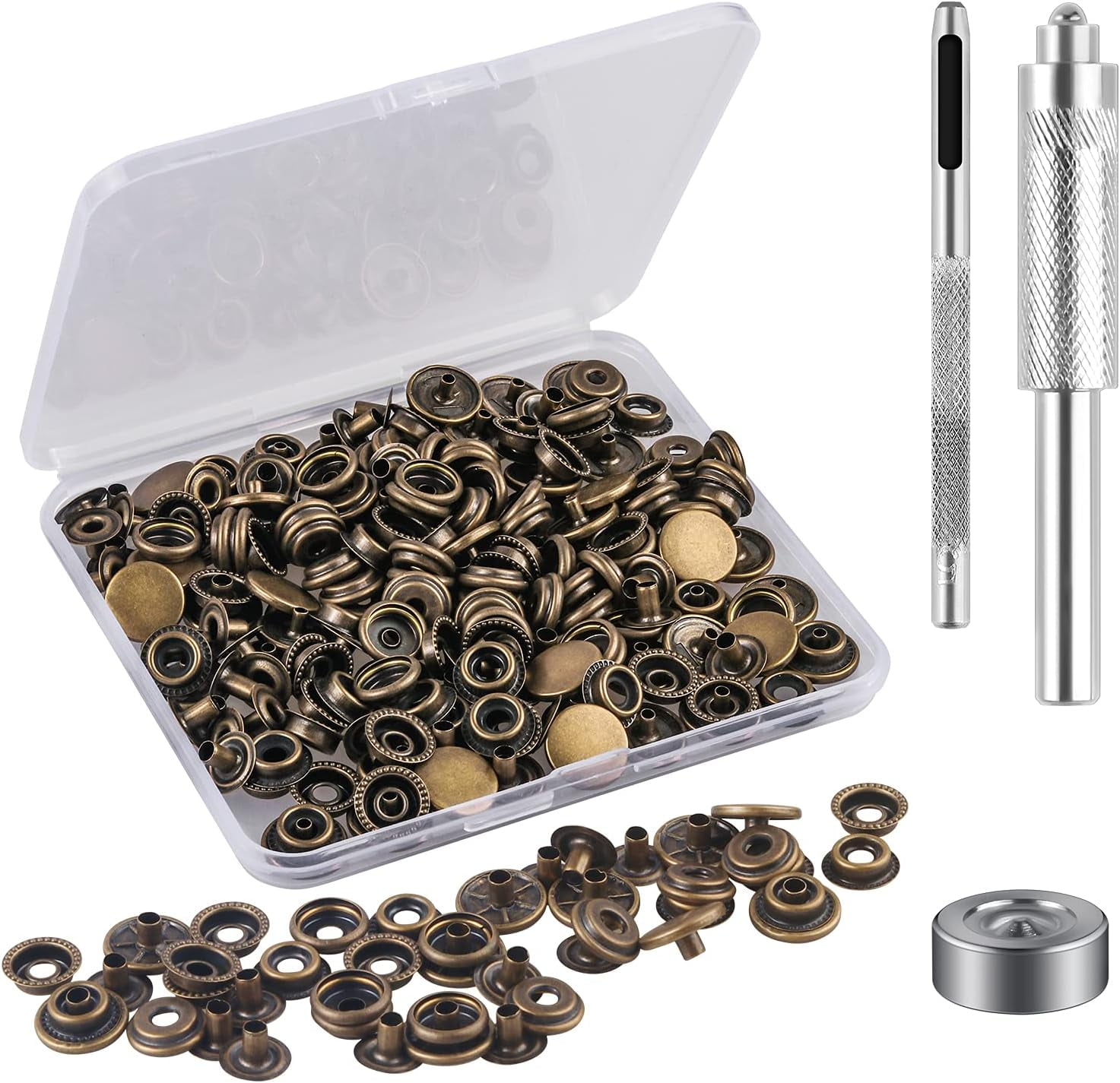 10 Sets Press Studs Cap Button, Stainless Steel Snap Fasteners Kit with ...