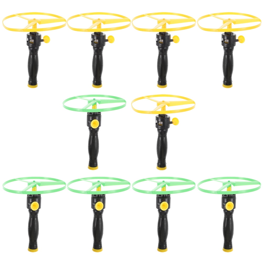 10 Sets Pull Line Flying Saucer Launcher Toys Hand Push Wire Kids Disk ...