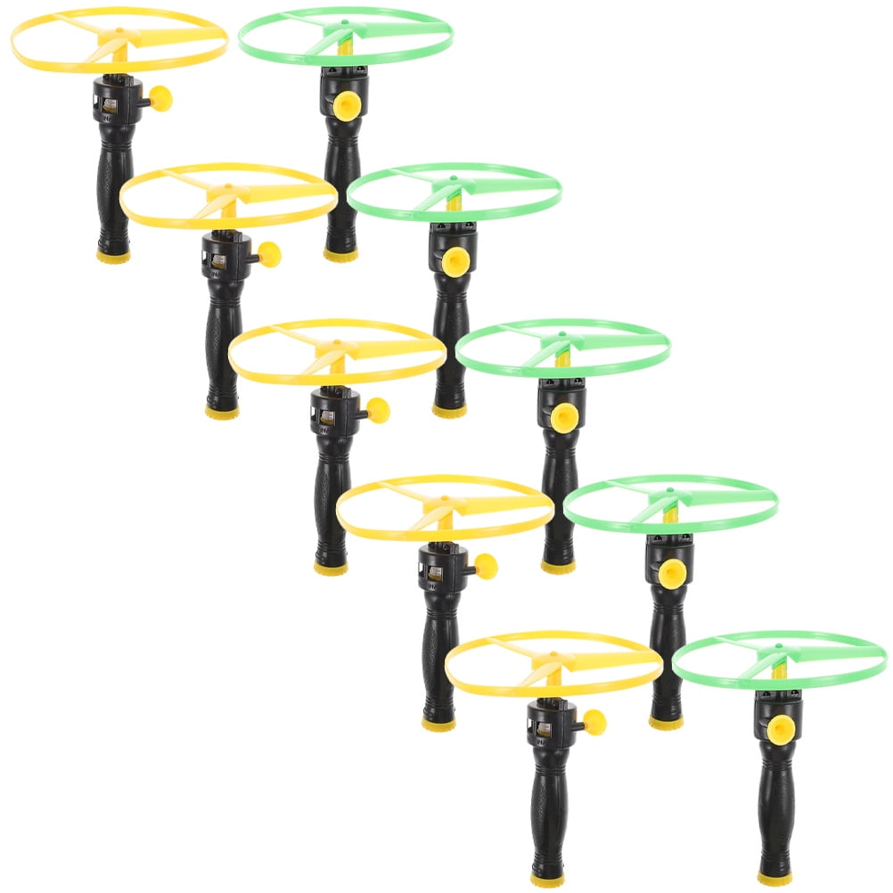 10 Sets Pull String Flying Disc Toys Flying Saucer Launcher Toys Kids ...