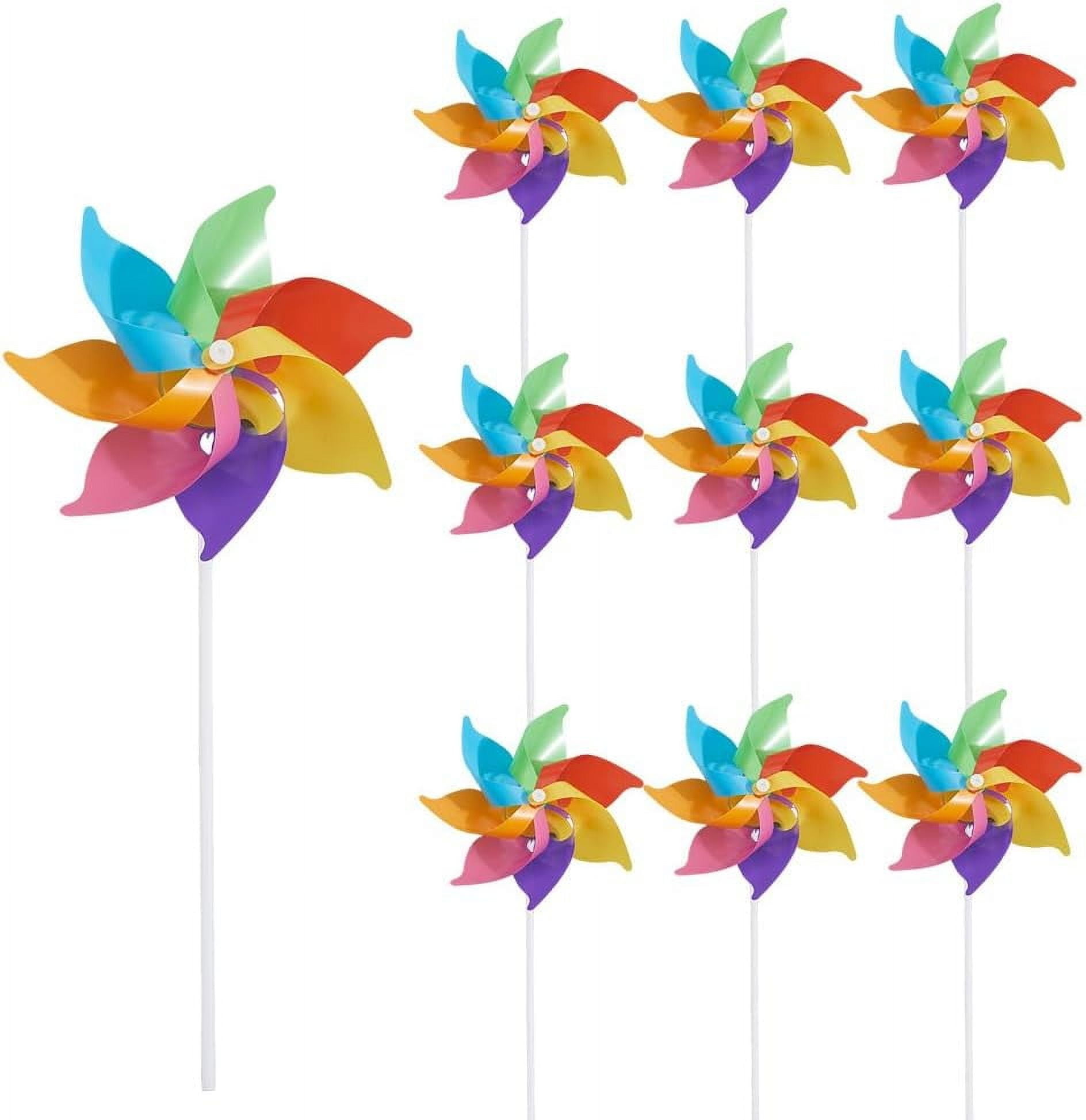 10 Sets Rainbow Pinwheels 15.3 Inch Wind Plastic Windmill Colorful ...