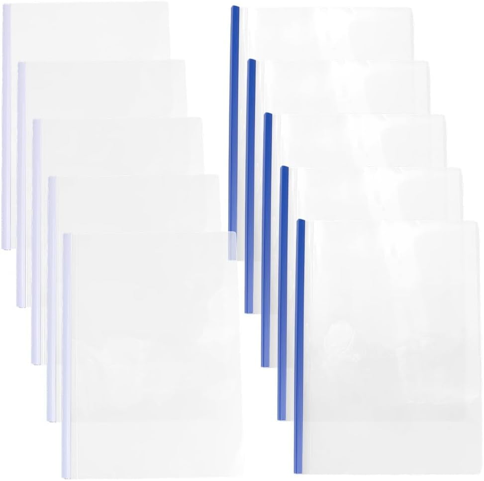 10 Sets Report Covers Sliding Bar 2 Colors White and Blue Capacity A4 ...