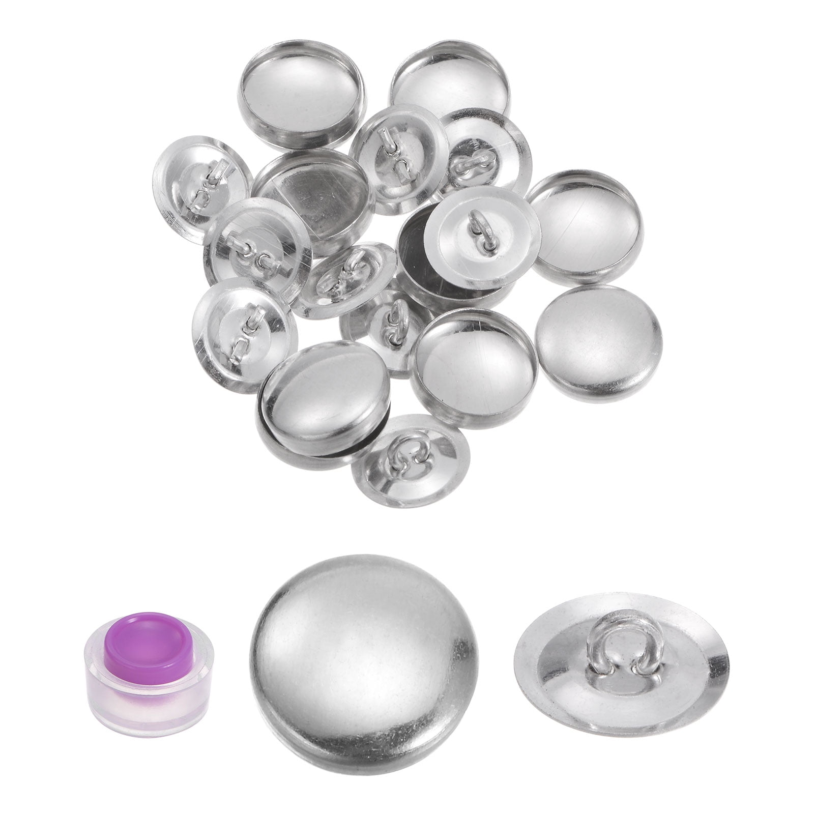 10 Sets Self Cover Button Kit 15mm Metal Aluminum Button with Tools ...