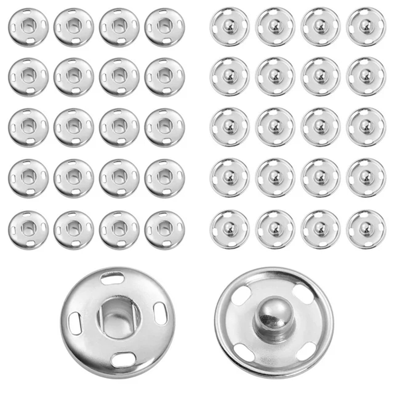 GBAYXJ^Silver*5| 10 Sets Sew On Snaps Buttons Metal Snaps Fasteners ...