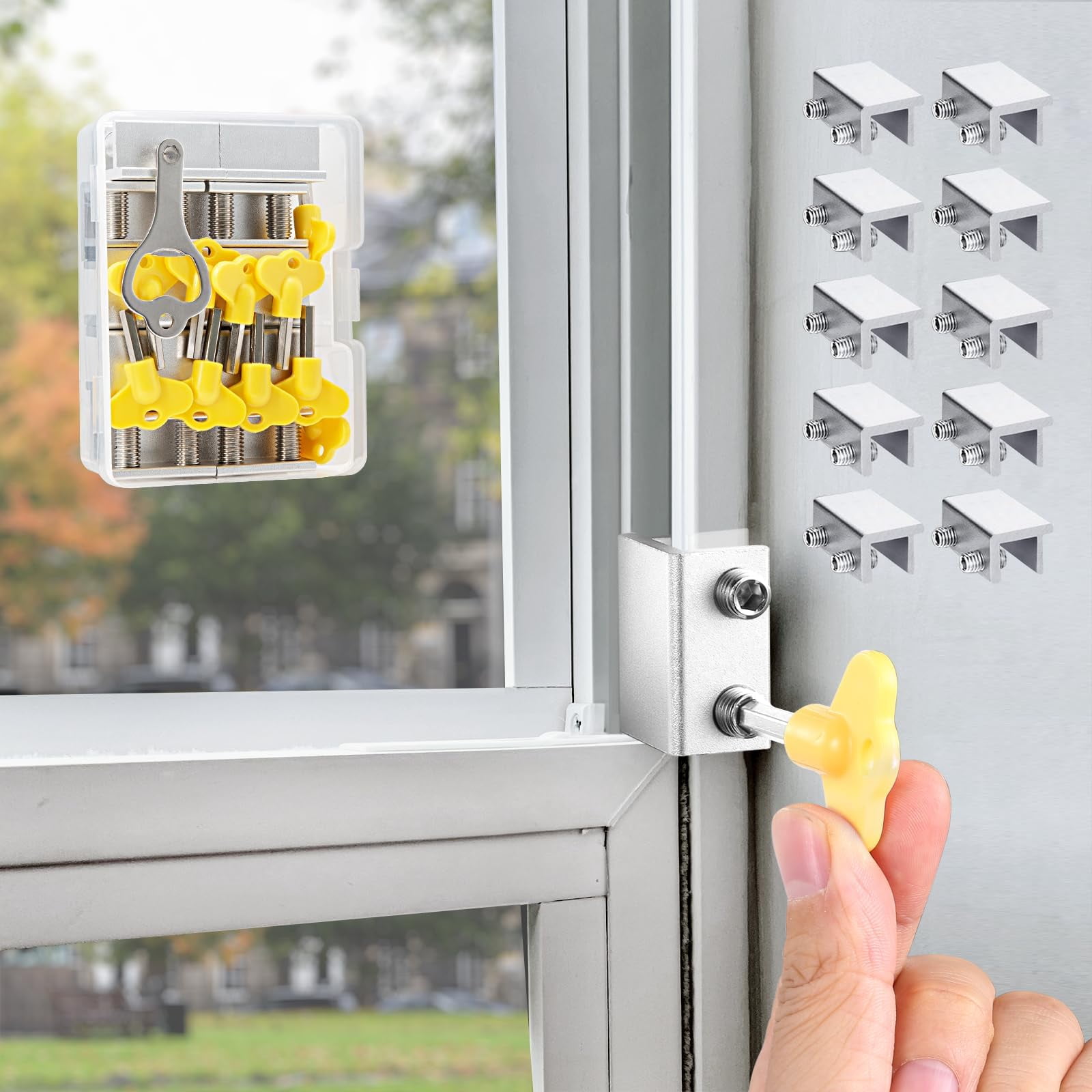 10 Sets Sliding Window Locks with Key, Window Locks for Up and Down ...