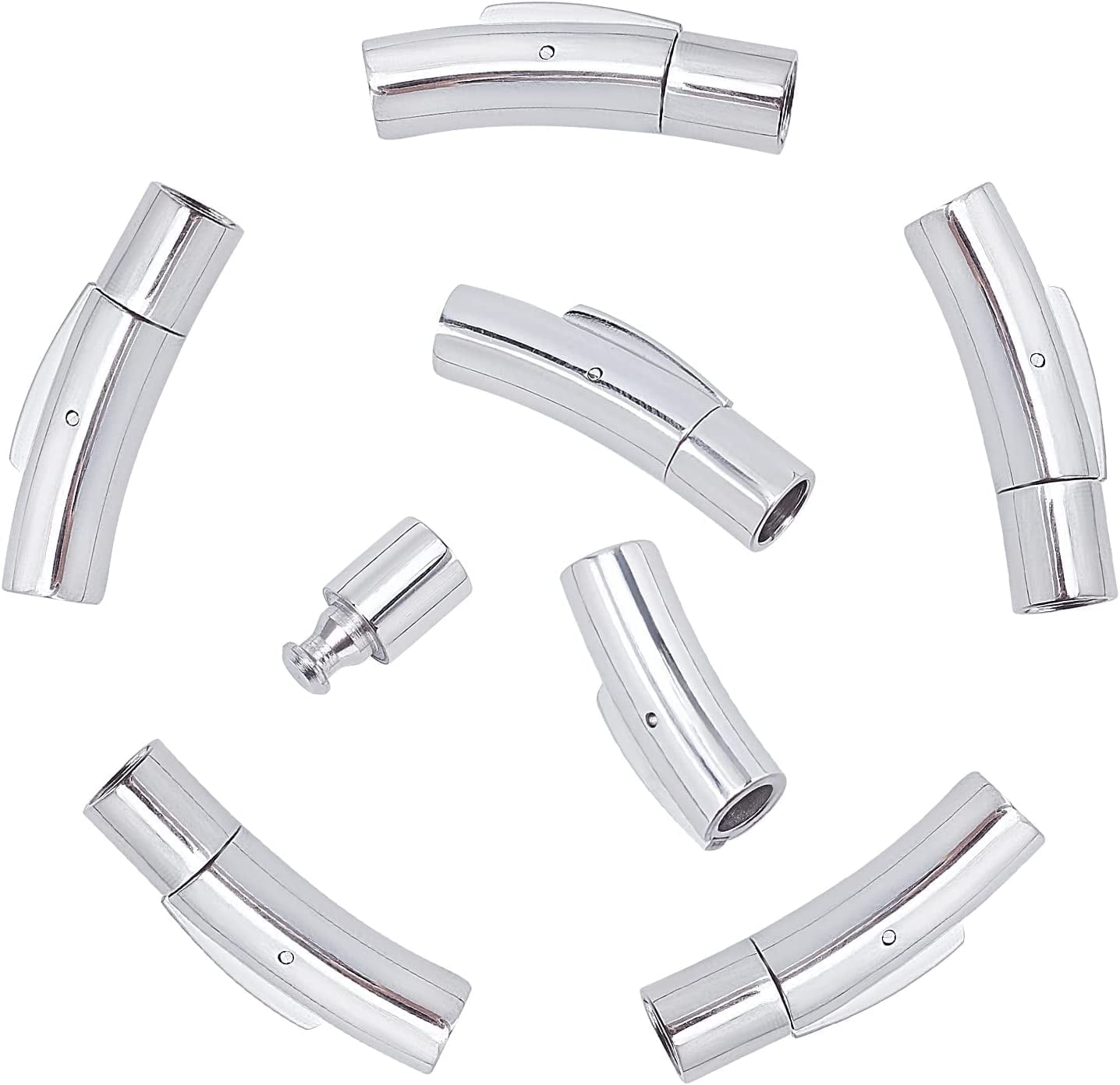 10 Sets Stainless Steel Bayonet Clasps Column Leather Cord End Cap Snap ...