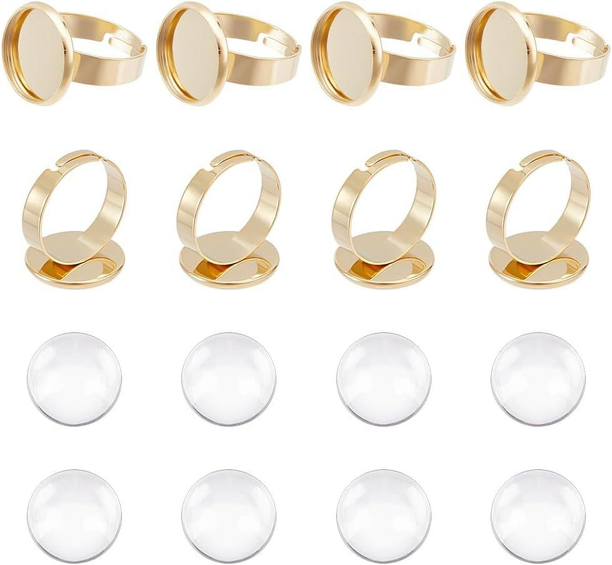 10 Sets Stainless Steel Blank Ring Making Kit DIY Blank Dome Finger ...