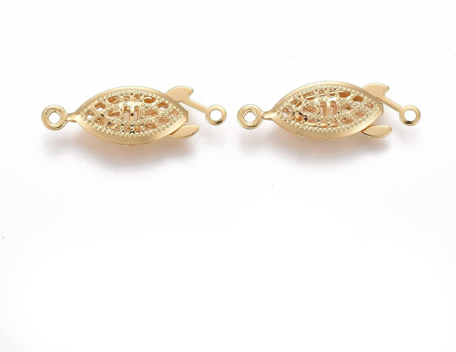 10 Sets Stainless Steel Box Clasps 24K Gold Plated Horse Eye Multi ...