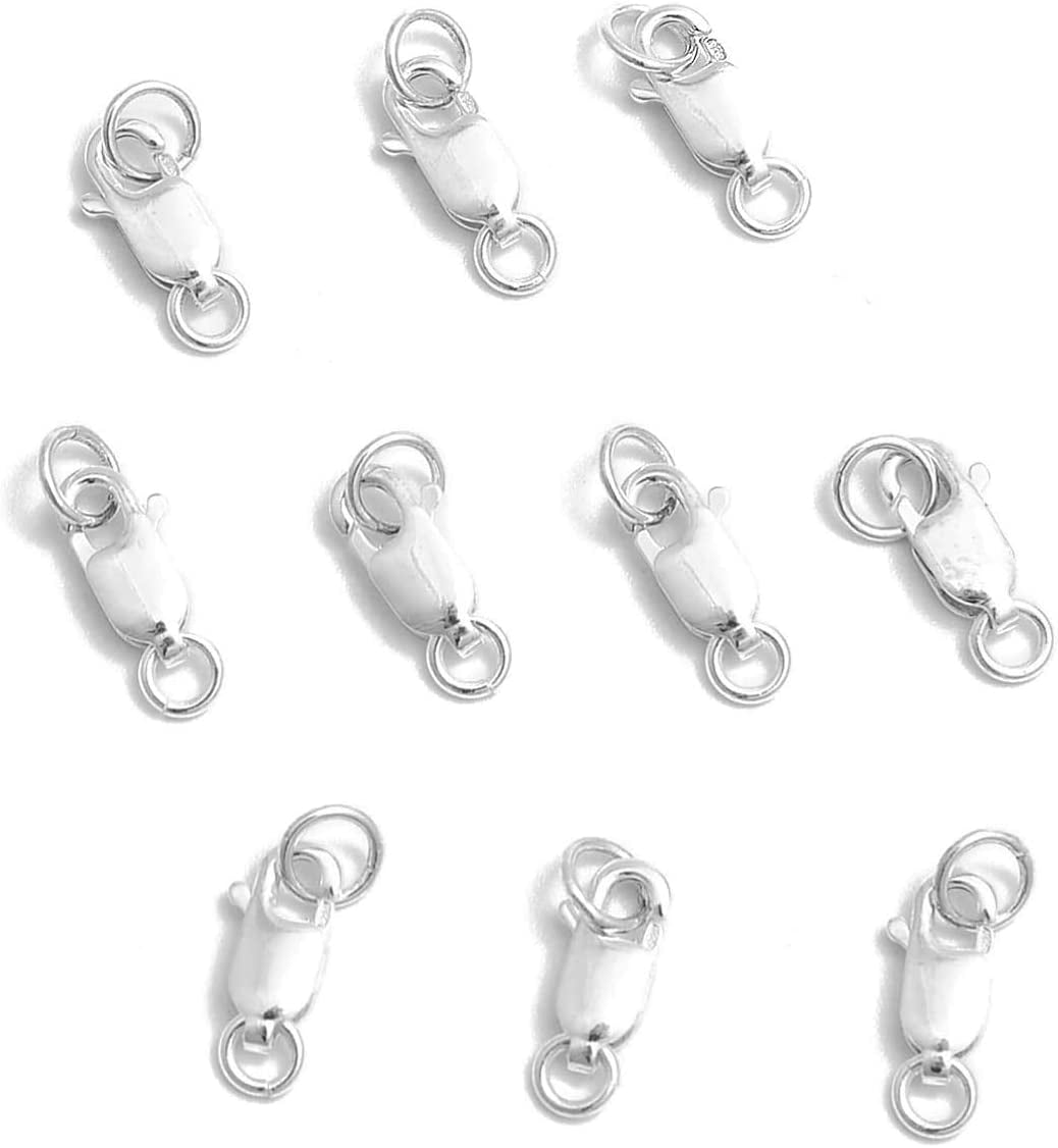 10 Sets Sterling Silver 925 Lobster Claws Rectangle Clasps 14mm ...