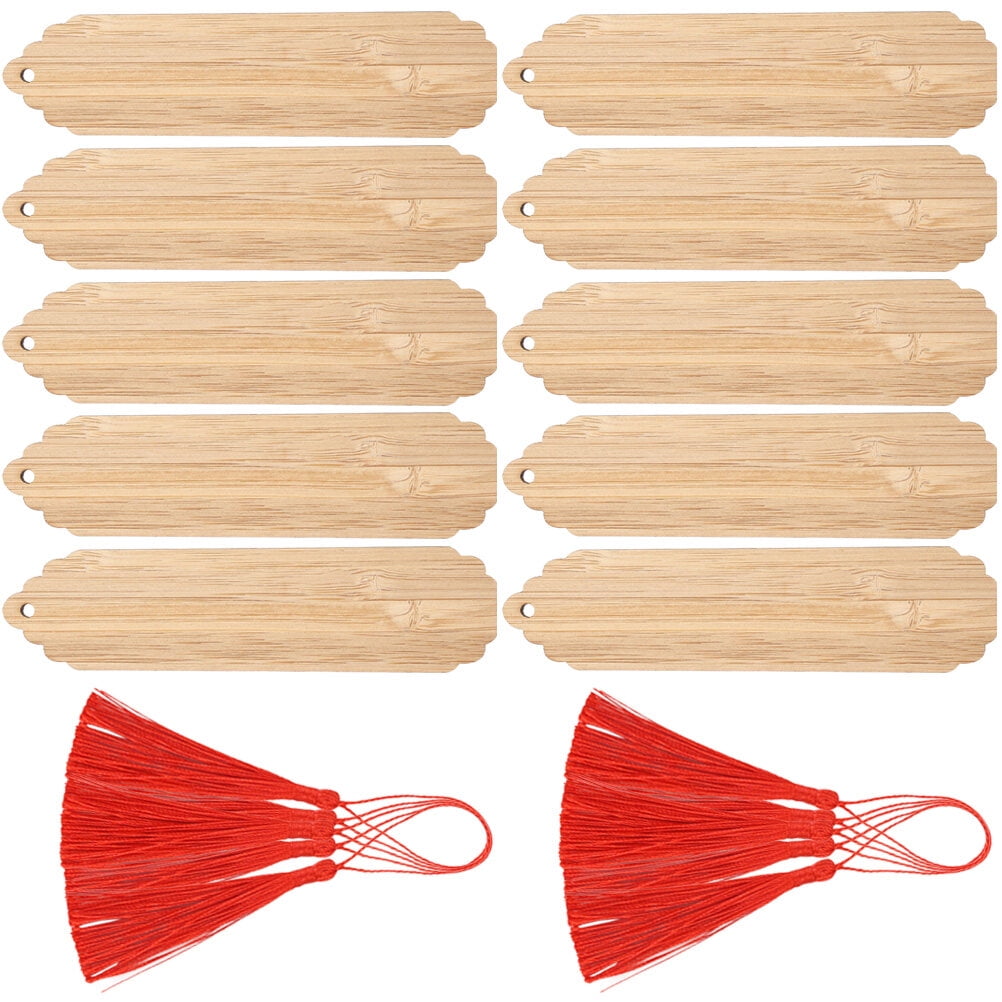 10 Sets Wooden Blank Bookmark Writer Gifts Retro Bookmarks Bamboo Board ...