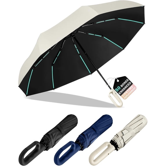 10-Shaft 50-Rib Heavy-Duty Umbrella, Automatic Open/Close with ...