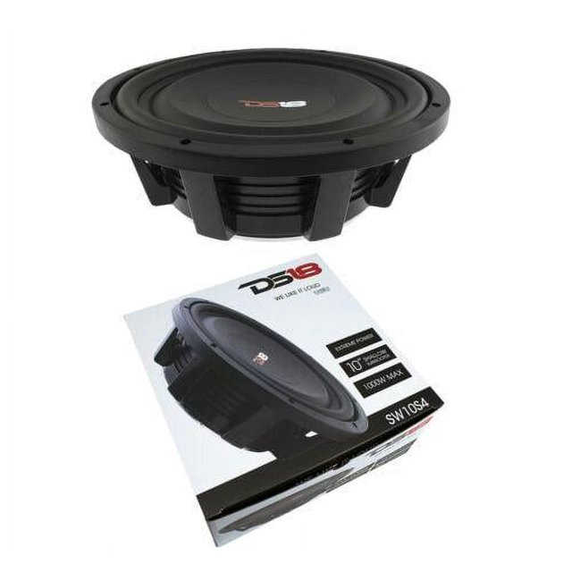 10" Shallow Subwoofer 1000 Watts 4 Ohm Slim Sub Compact DS18 SW10S4 Car ...