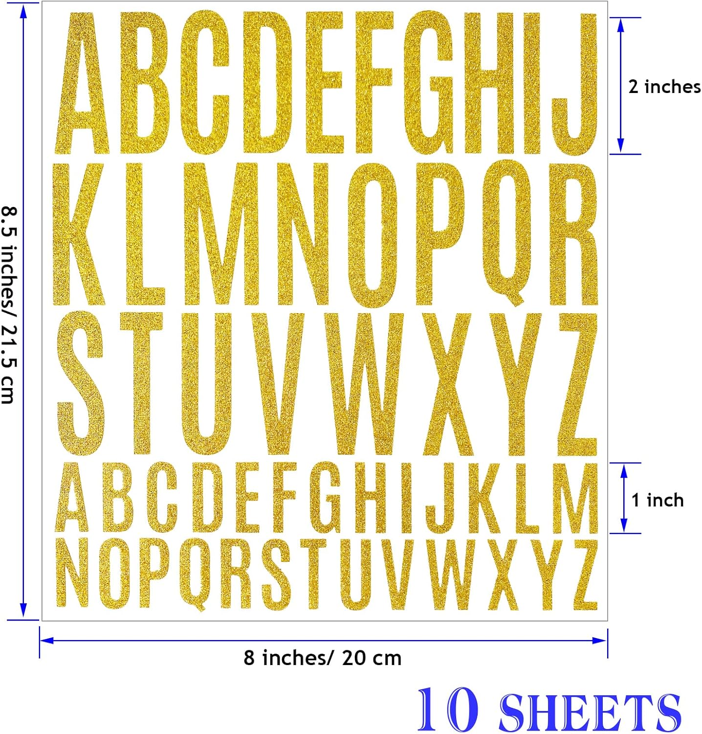 10 Sheet 520 Pieces Self Adhesive Glitter Letters Stick On Letters ...