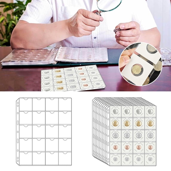 10 Sheet Acid-Free PVC Coin Holder Pages for Collection & Display | 20 ...