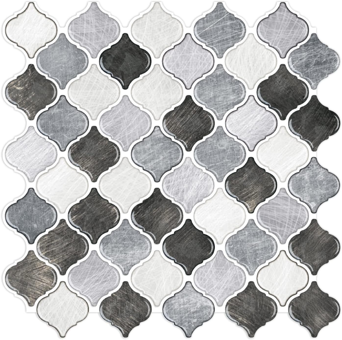 10-Sheet Arabesque Tile Peel and Stick Backsplash, 12X12 Gray Self ...
