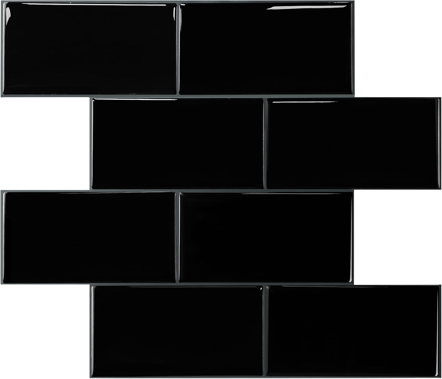 10-Sheet Backsplash Peel and Stick Subway Tile, Black Self Adhesive ...